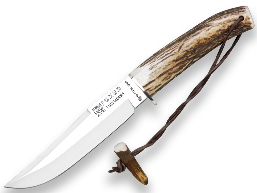 STAG HORN HANDLE, 16 CM STAINLESS STEEL BLADE LENGTH, HUNTING KNIFE ...