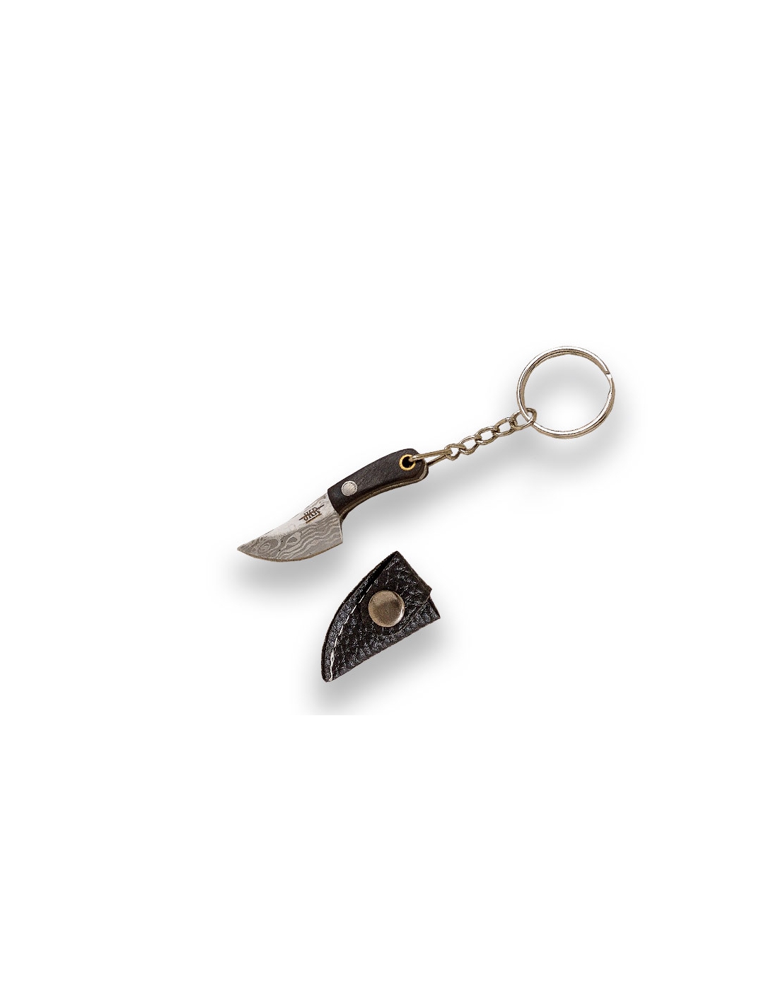 IMITATION DAMASCUS KNIFE KEYCHAIN TOTAL LENGTH 5.40 CM