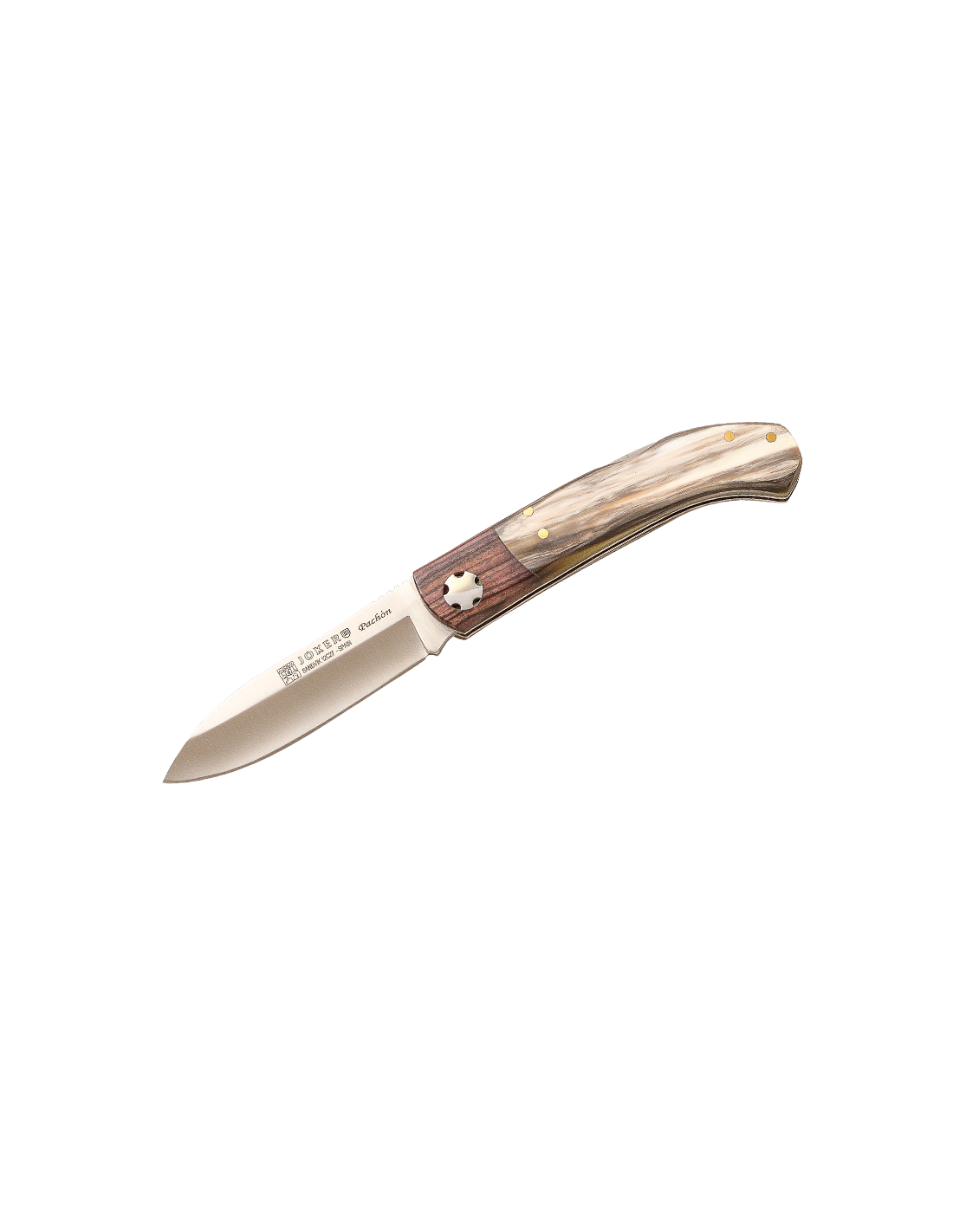 BULL HORN HANDLE WITH LOCK BACK EBONY BOLSTER 8 CM SPEAR-POINT BLADE ...