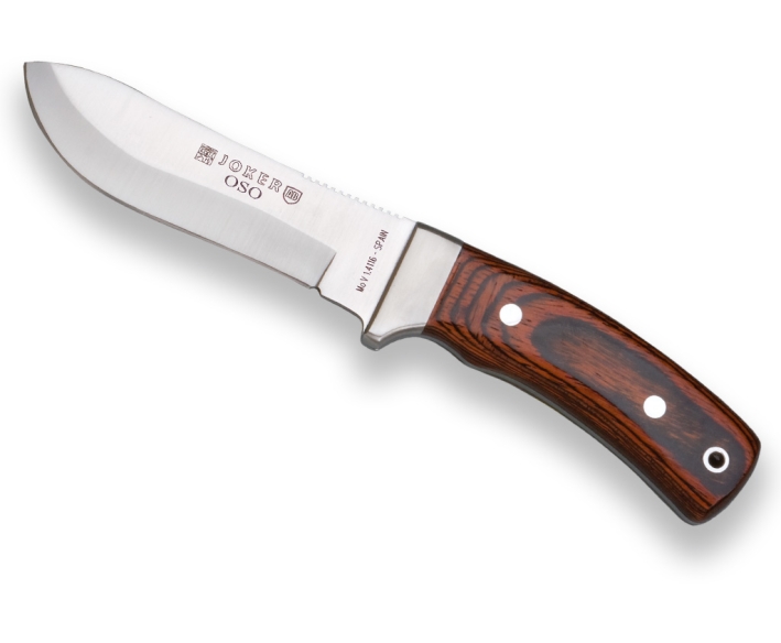 RED WOOD HANDLE,12 CM STAINLESS STEEL FULL TANG BLADE LENGTH, JOKER OSO ...
