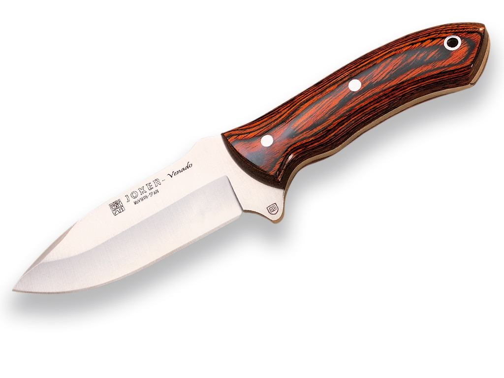 RED WOOD HANDLE,11 CM STAINLESS STEEL, JOKER VENADO SKINNING KNIFE ...