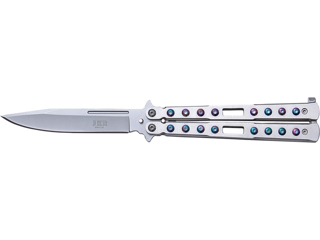 STAINLESS STEEL HANDLE BLADE LENGTH 10,5 CM BUTTERFLY KNIFE