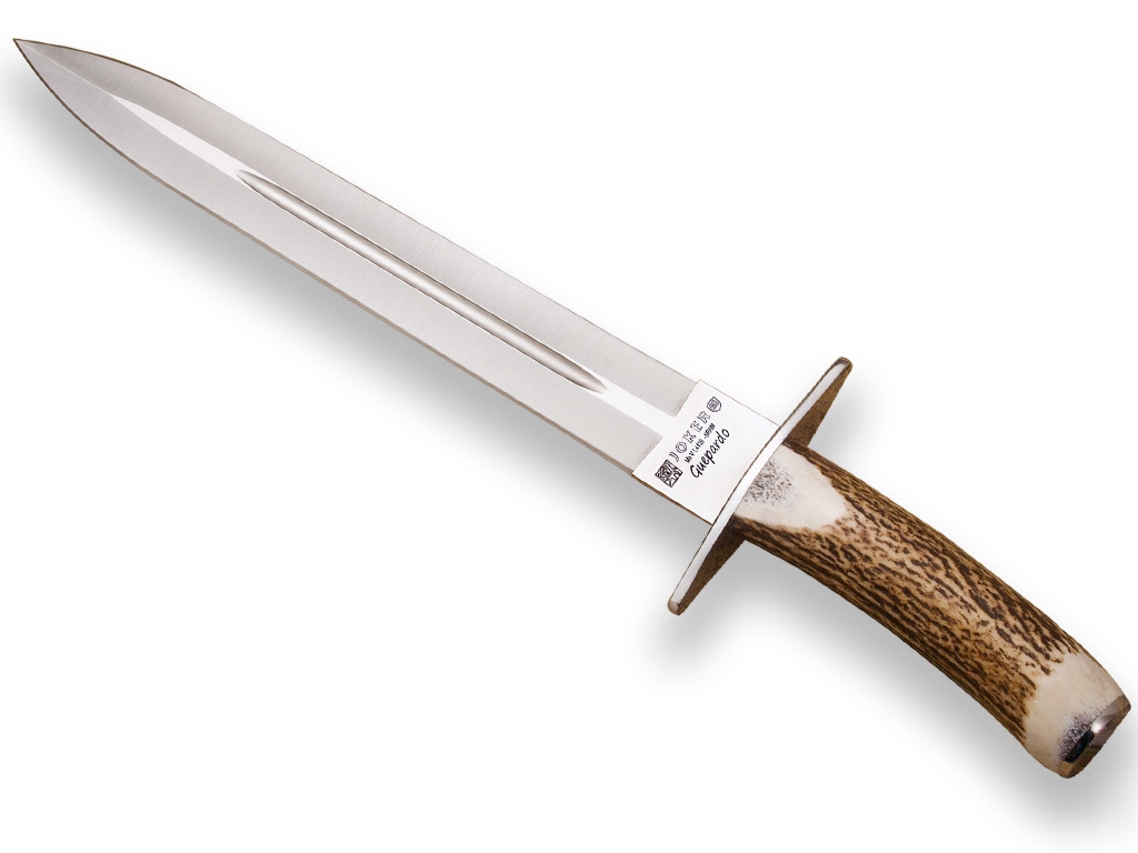 CUCHILLO DE REMATE JOKER GUEPARDO CON PUÑO DE CIERVO Y HOJA DE DOBLE ...